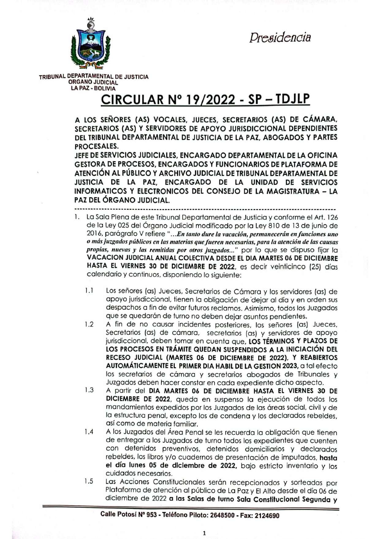 Instrucctivos / Circulares TDJ | Tribunal Departamental de Justicia de ...